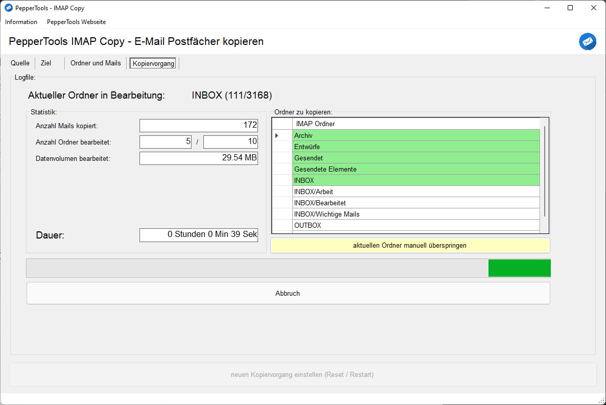 Imap Mail Copy – Update v1.02 – PepperTools Software EN